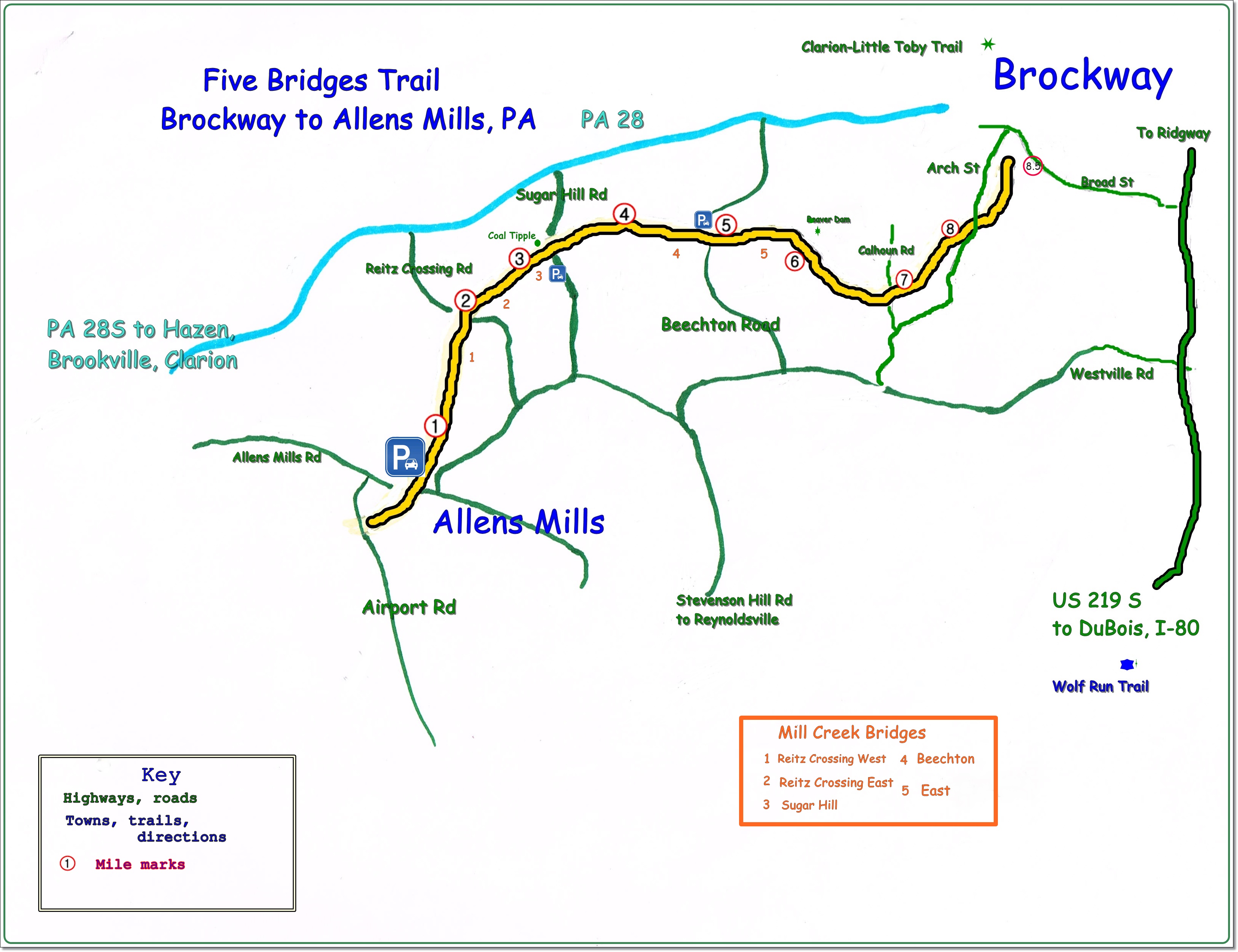Five Bridges Trail Map Brockway Allens Mills | Visit PA Great Outdoors