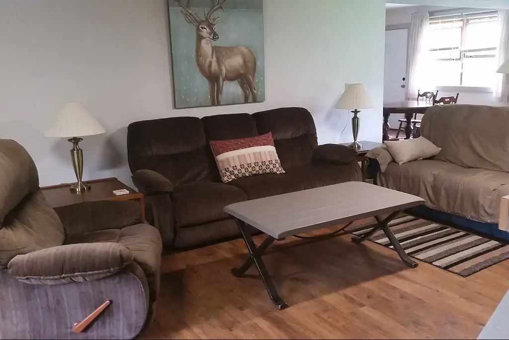 Square Timber Cabin Rentals Driftwood – Living Room | Visit PA Great ...