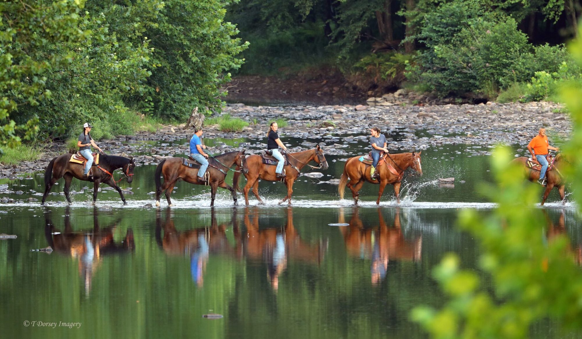 horse group ride reflection river – Tom Dorsey | Visit PA Great Outdoors