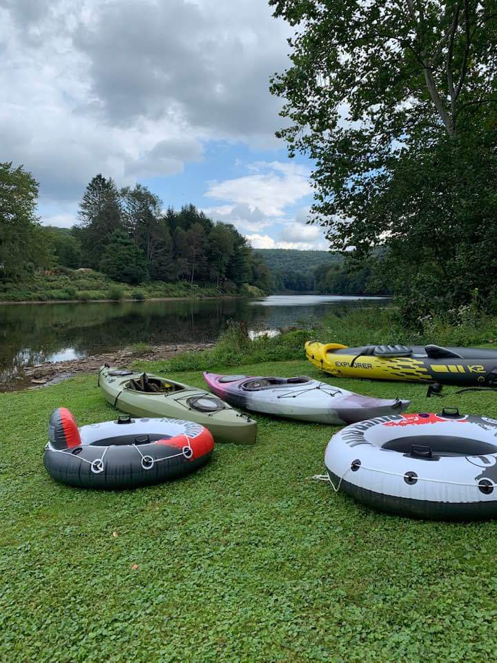 river life cabin canone kayak front yard | Visit PA Great Outdoors